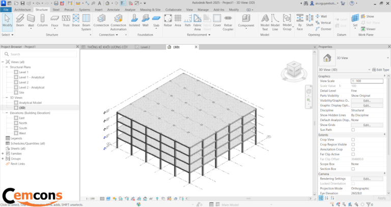 Thống kê cấu kiện trong mô hình Revit